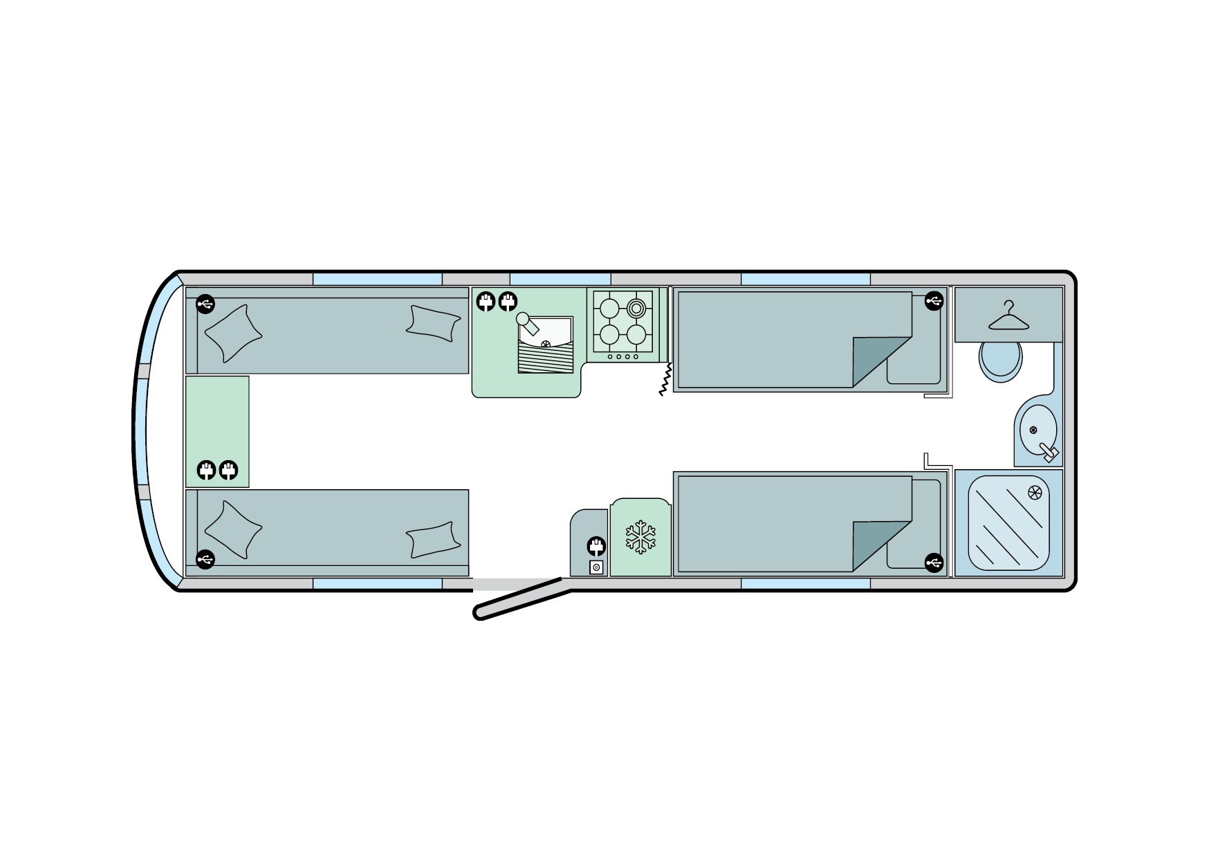 What are the different types of caravans layouts?