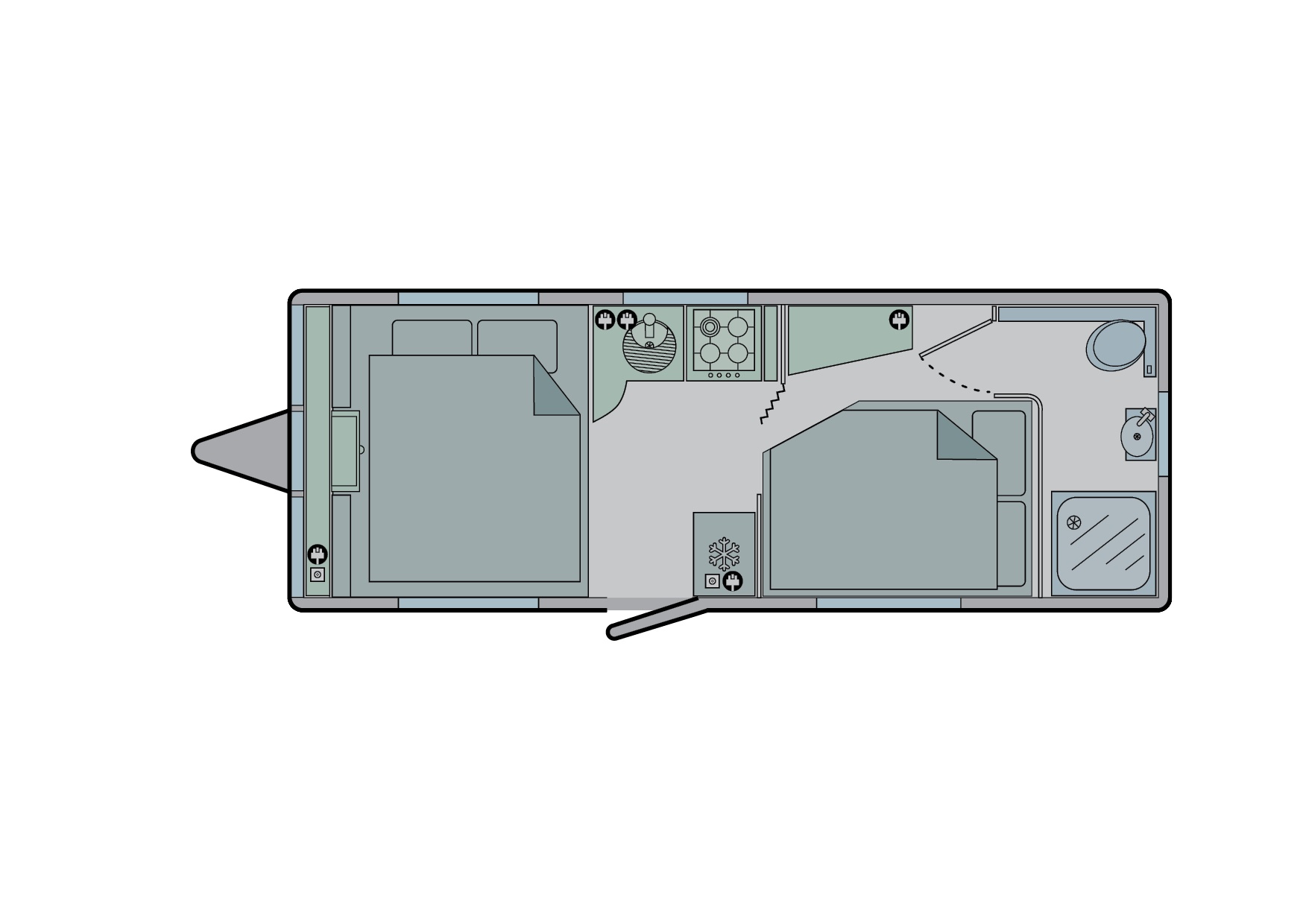 What are the different types of caravans layouts?